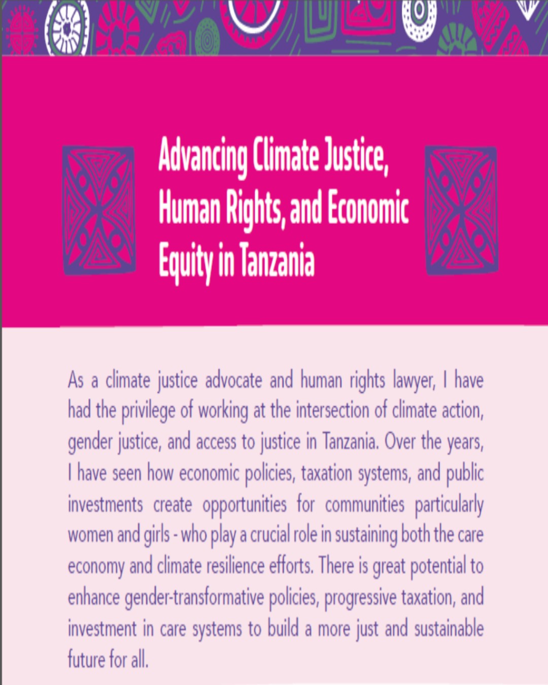 Advancing Climate Justice, Human Rights, and Economic Equity in ...